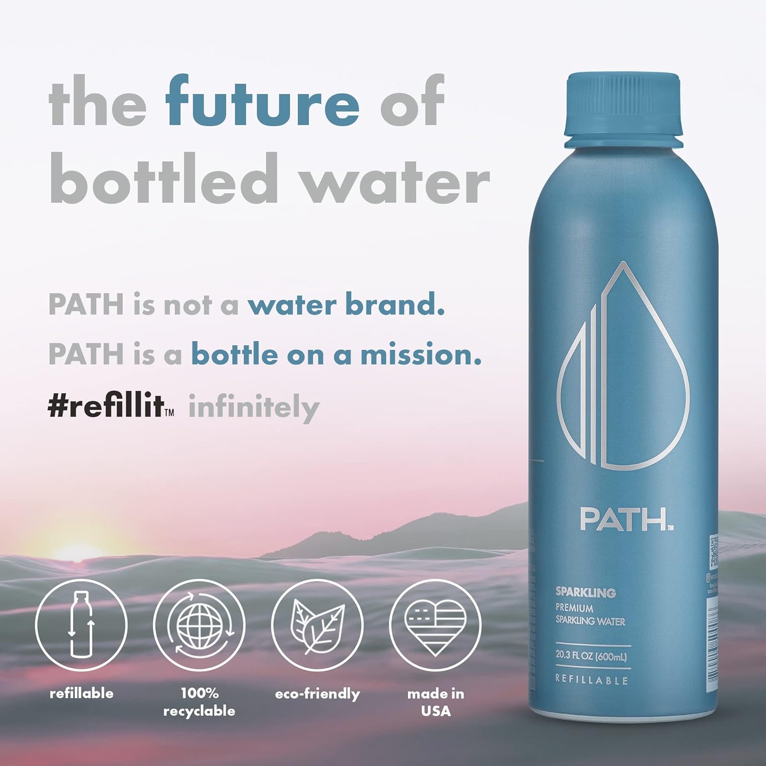 🇺🇸 Sparkling Electrolyte Water in Refillable Aluminum Bottle by PATH ...